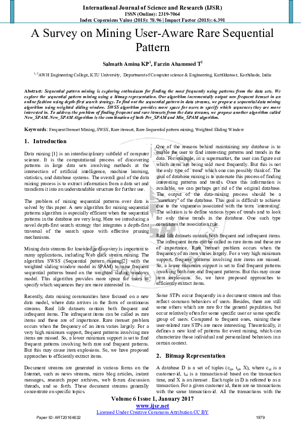 (PDF) A Survey on Mining User-Aware Rare Sequential Pattern