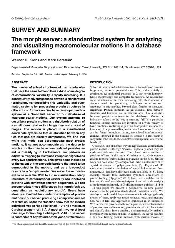 (PDF) SURVEY AND SUMMARY: The morph server: a standardized system for analyzing and visualizing ...
