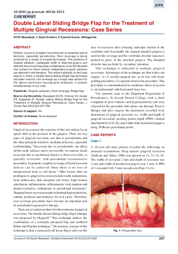 (PDF) Double Lateral Sliding Bridge Flap for the Treatment of Multiple ...