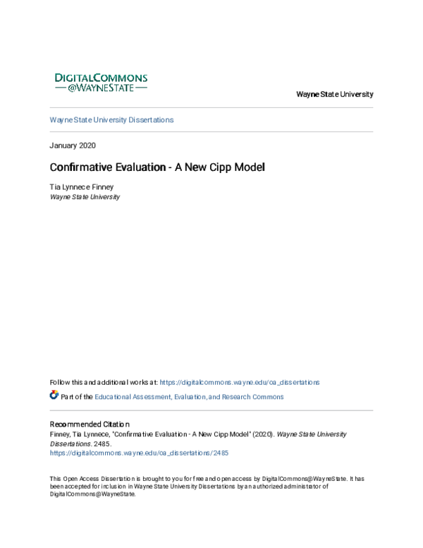 (PDF) Confirmative Evaluation a New Cipp Model
