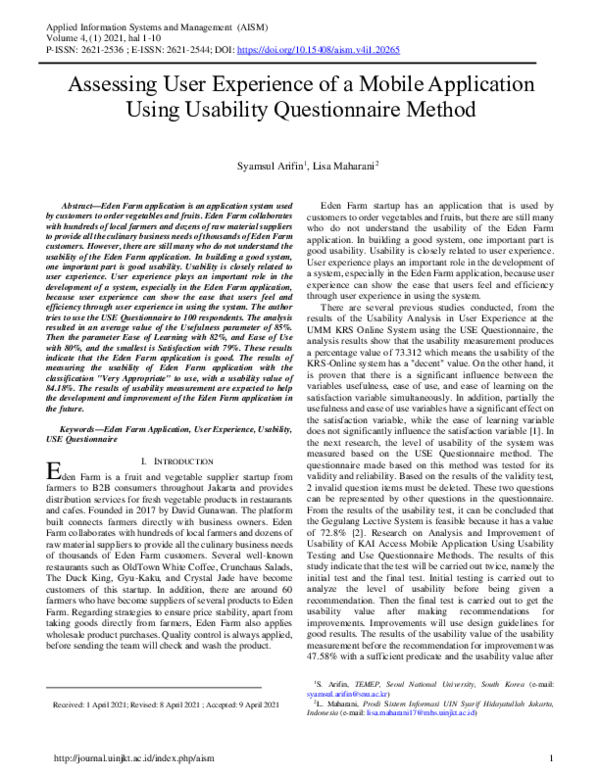 Pdf Assessing User Experience Of A Mobile Application Using Usability