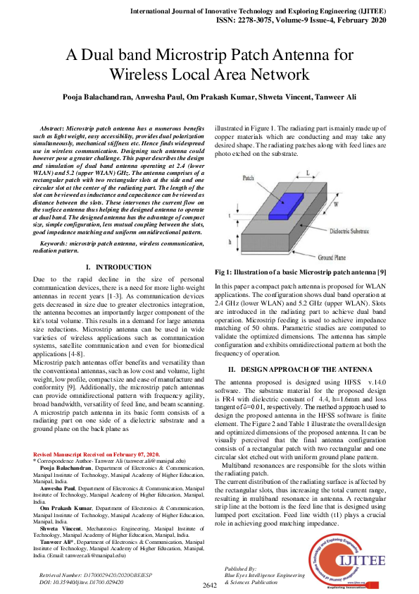 (PDF) A Dual band Microstrip Patch Antenna for Wireless Local Area Network