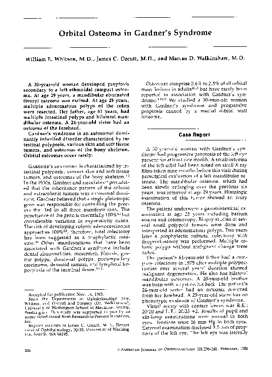 (PDF) Orbital Osteoma in Gardner's Syndrome | Alan McNab - Academia.edu