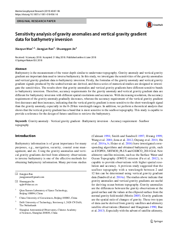 (PDF) Sensitivity analysis of gravity anomalies and vertical gravity gradient data for ...