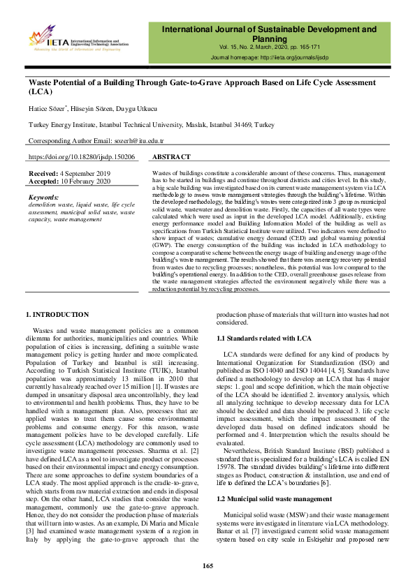 (PDF) Waste Potential of a Building Through Gate-to-Grave Approach ...