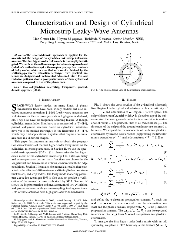 (PDF) Characterization and Design of Cylindrical Microstrip Leaky-Wave Antennas