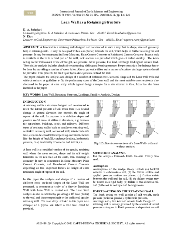 (PDF) Lean Wall as a Retaining Structure