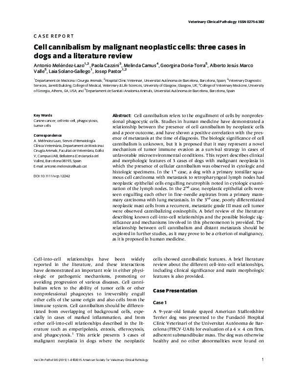 (PDF) Cell cannibalism by malignant neoplastic cells: three cases in ...