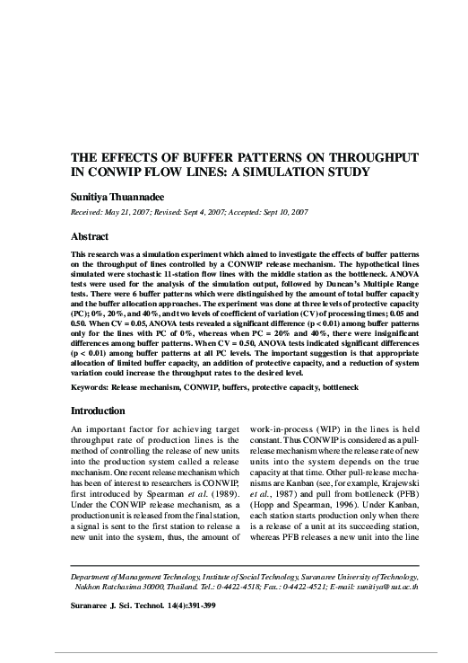 (PDF) The Effects of Buffer Patterns on Throughput in Conwip Flow Lines ...