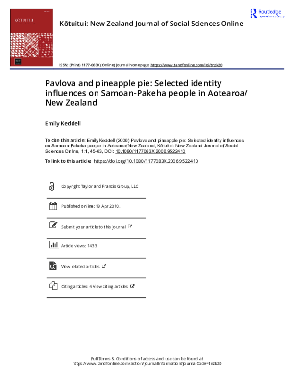 (PDF) Pavlova and pineapple pie: Selected identity influences on Samoan ...