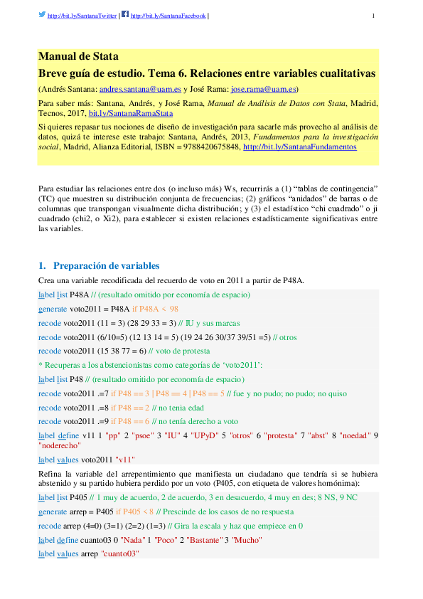 (PDF) Manual de Stata. Breve guía de estudio. Tema 6. Relaciones entre variables cualitativas