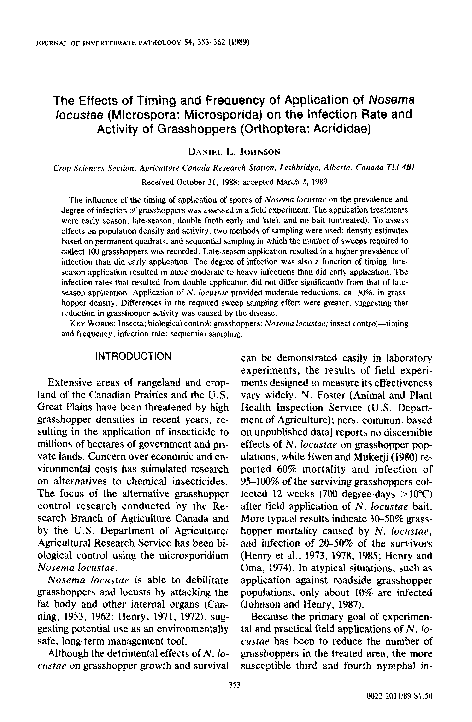(PDF) Timing and Frequency of Nosema locustae Effects on Grasshoppers