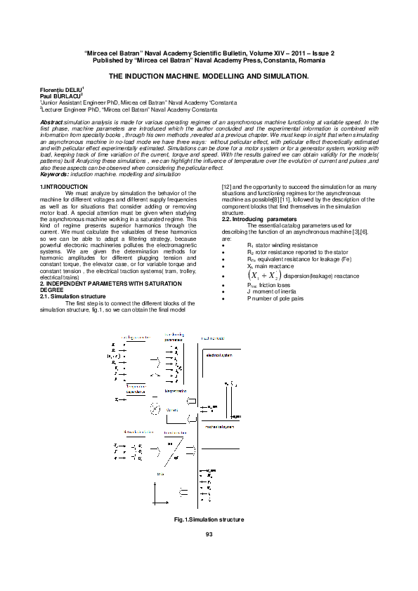 (PDF) The Induction Machine. Modelling and Simulation