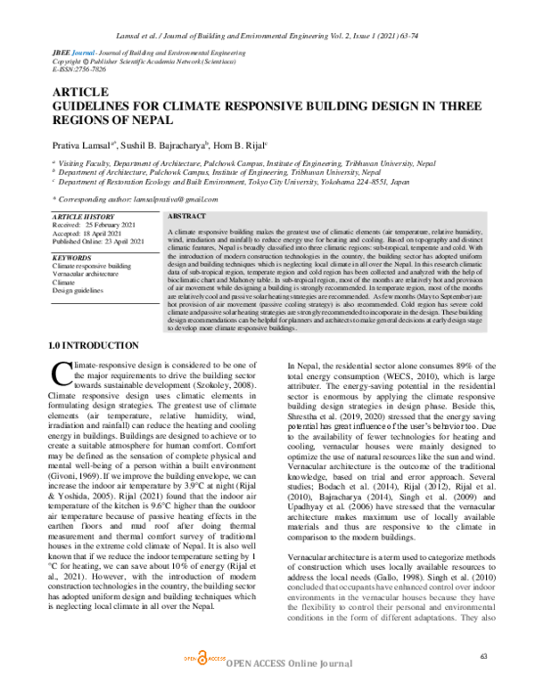 (PDF) Guidelines for Climate Responsive Building Design in Three ...