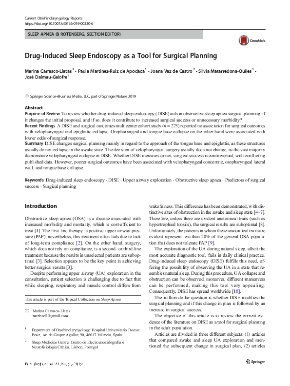 Drug-Induced Sleep Endoscopy as a Tool for Surgical Planning