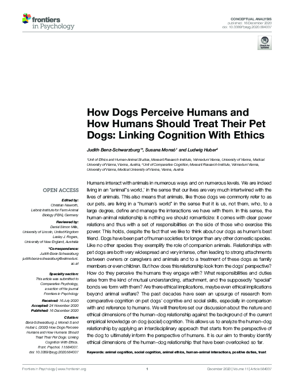 (PDF) How Dogs Perceive Humans and How Humans Should Treat Their Pet ...