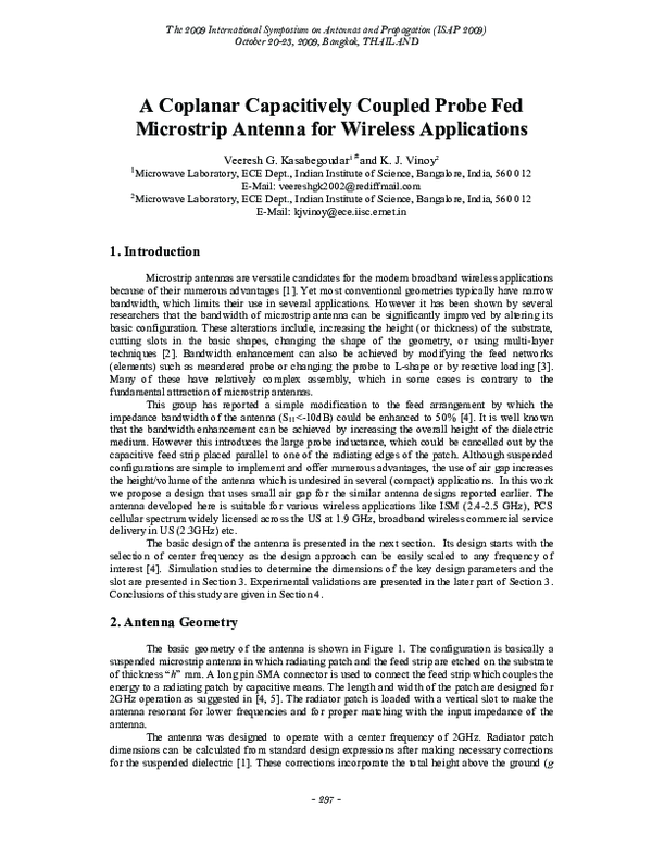 (PDF) Coplanar Capacitively Coupled Probe Fed Microstrip Antennas for ...