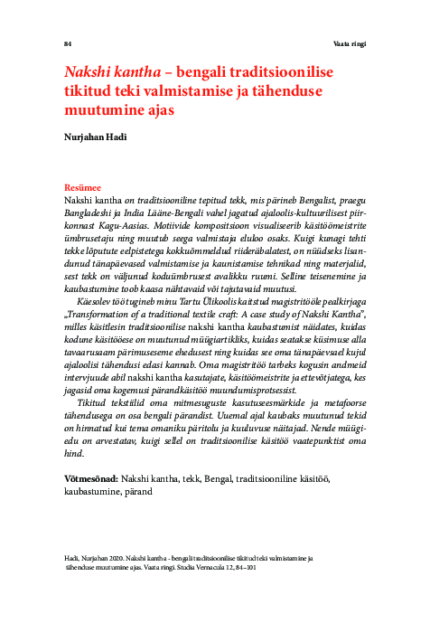 (PDF) Nakshi kantha – bengali traditsioonilise tikitud teki ...