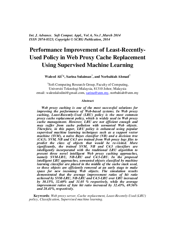 (PDF) Performance Improvement of Least-Recently-Used Policy in Web ...