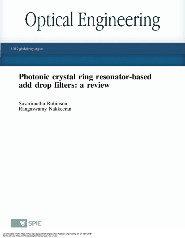 Pdf Pcrr Based Add Drop Filters For Cwdm Systems