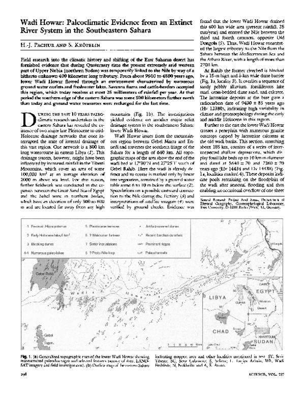 (PDF) Wadi Howar: Paleoclimatic Evidence from an Extinct River System ...