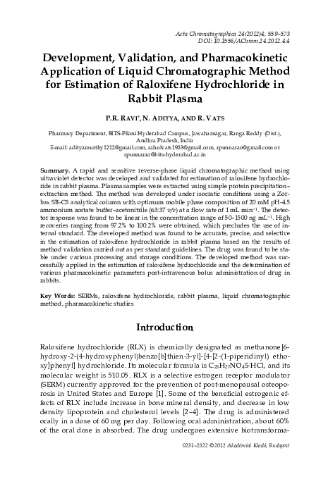 (PDF) Development, validation, and pharmacokinetic application of liquid chromatographic method ...
