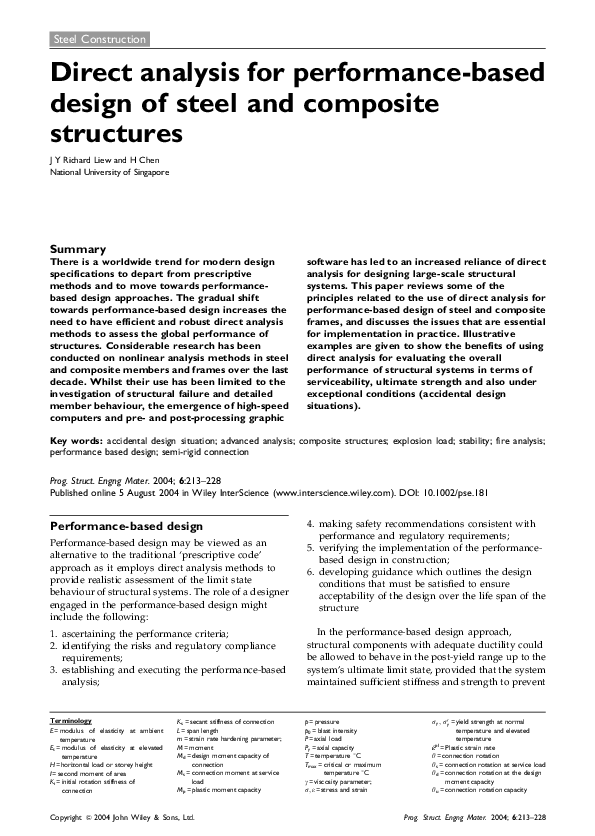 (PDF) Direct analysis for performance-based design of steel and ...