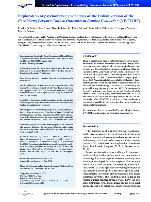 (PDF) Exploration of psychometric properties of the Italian version of ...
