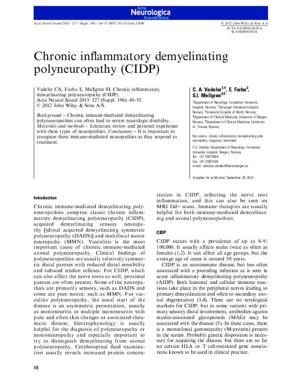 (PDF) Chronic inflammatory demyelinating polyneuropathy (CIDP)