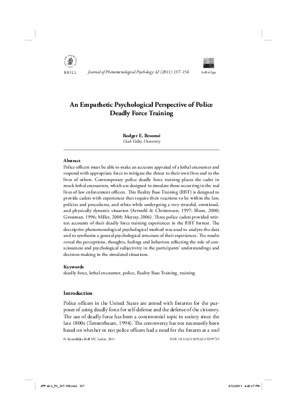 (PDF) An Empathetic Psychological Perspective of Police Deadly Force ...