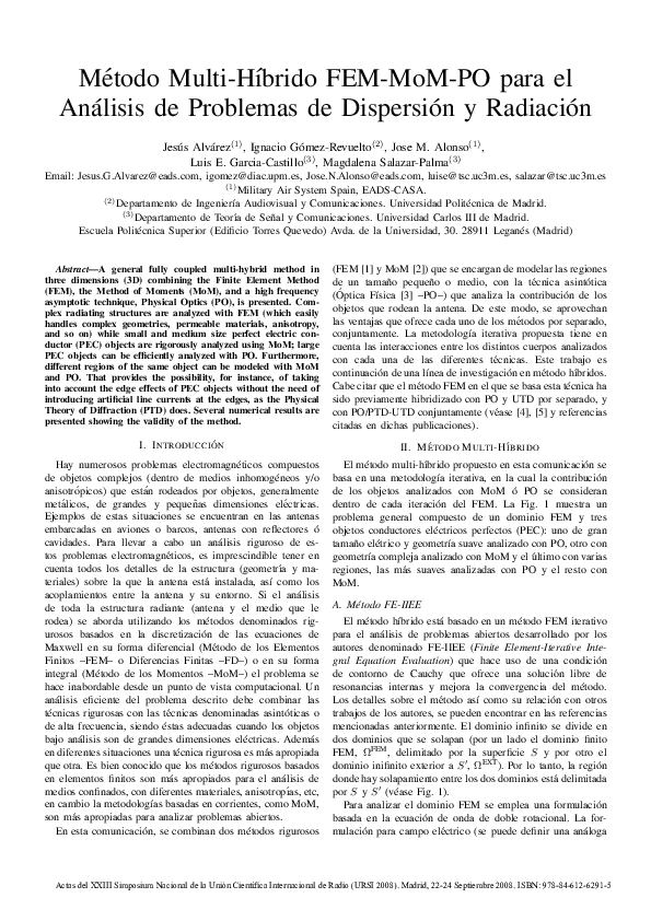 (PDF) Método Multi-Híbrido FEM-MoM-PO para el Análisis de Problemas de Dispersión y Radiación