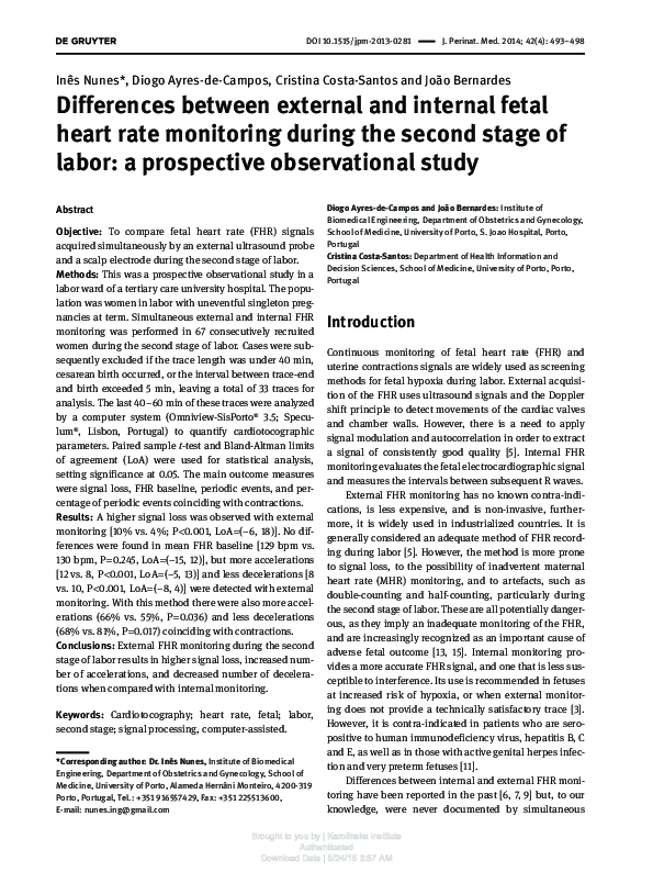 (PDF) Differences between external and internal fetal heart rate ...