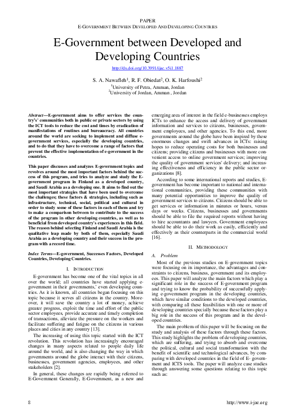 (PDF) E-Government Between Developed and Developing Countries