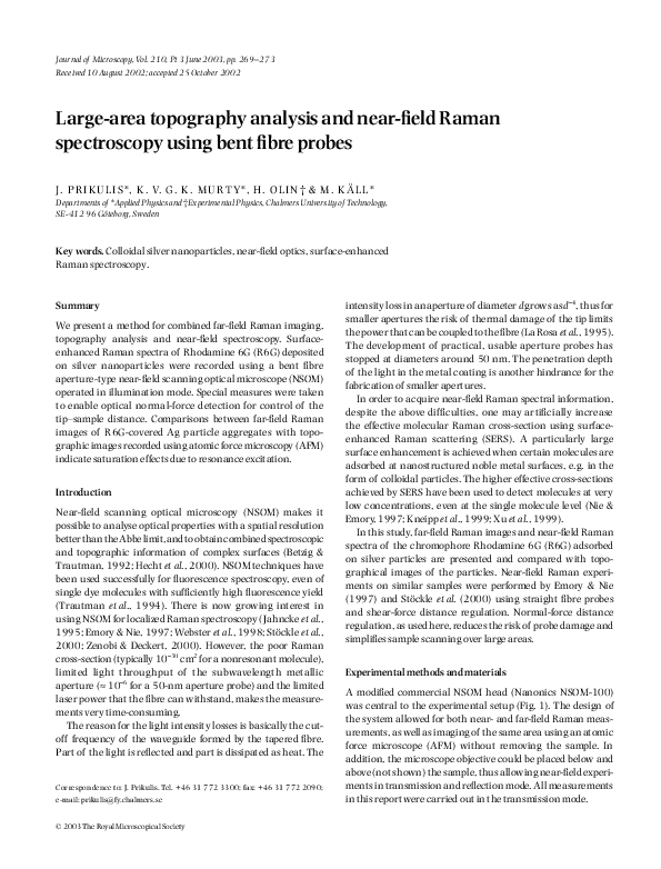 (PDF) Large-area topography analysis and near-field Raman spectroscopy ...