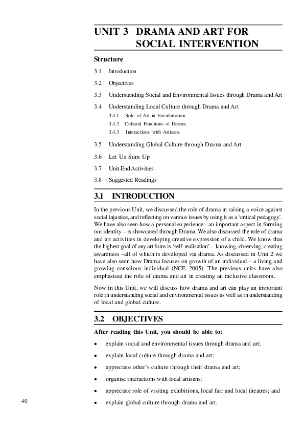 (PDF) Unit-3 Drama and Art for Social Intervention