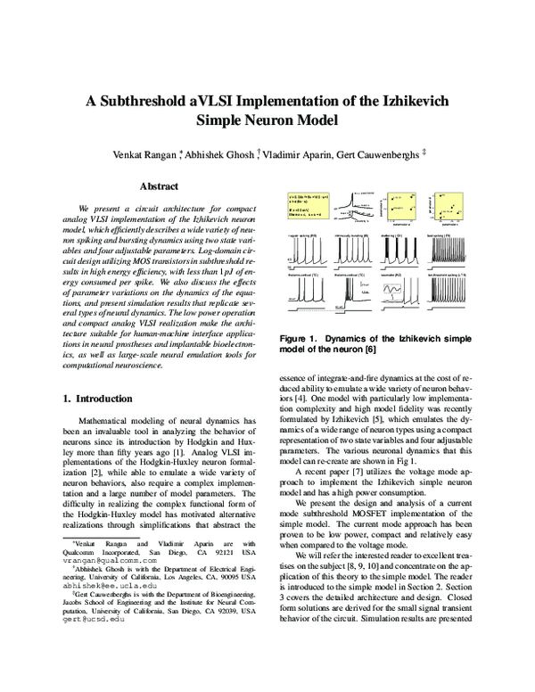 (PDF) A subthreshold aVLSI implementation of the Izhikevich simple ...
