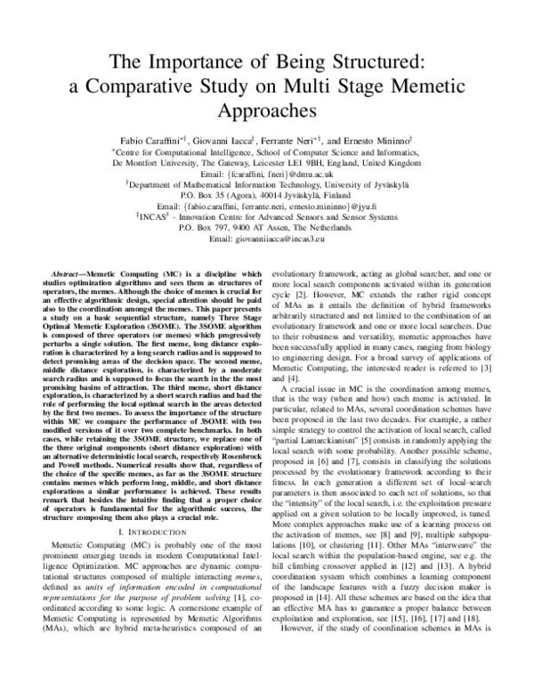 (PDF) The importance of being structured: A comparative study on multi stage memetic approaches