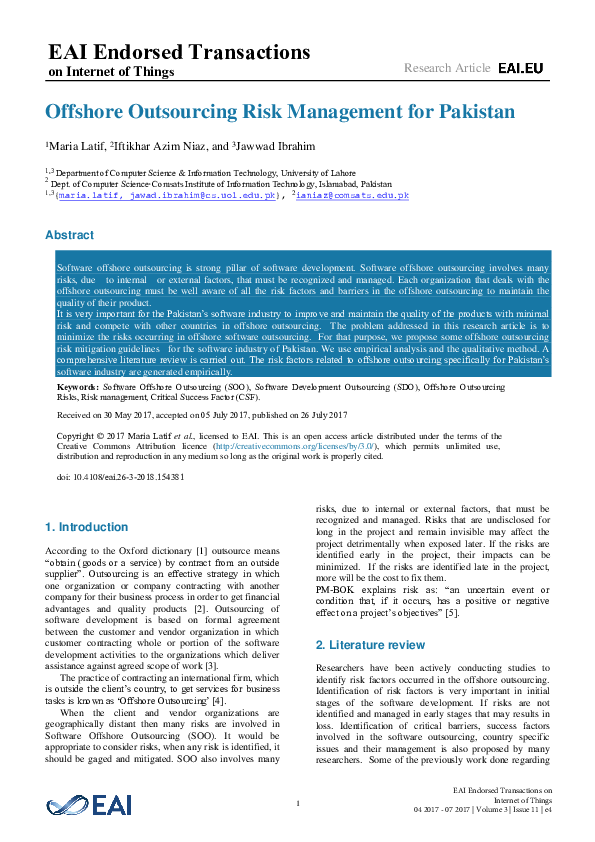 (PDF) EAI Endorsed Transactions on Internet of Things