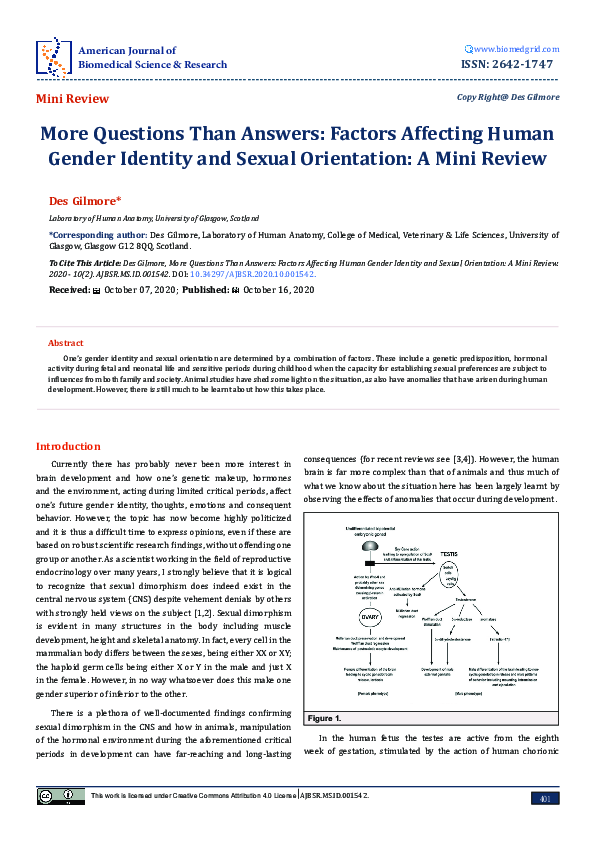 (PDF) More Questions Than Answers: Factors Affecting Human Gender ...