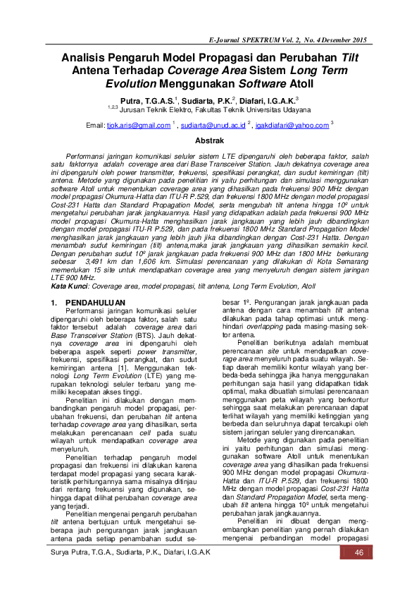 (PDF) Analisis Pengaruh Model Propagasi dan Perubahan Tilt Antena ...