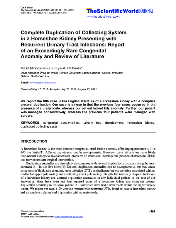 (PDF) Complete duplication of collecting system in a horseshoe kidney ...
