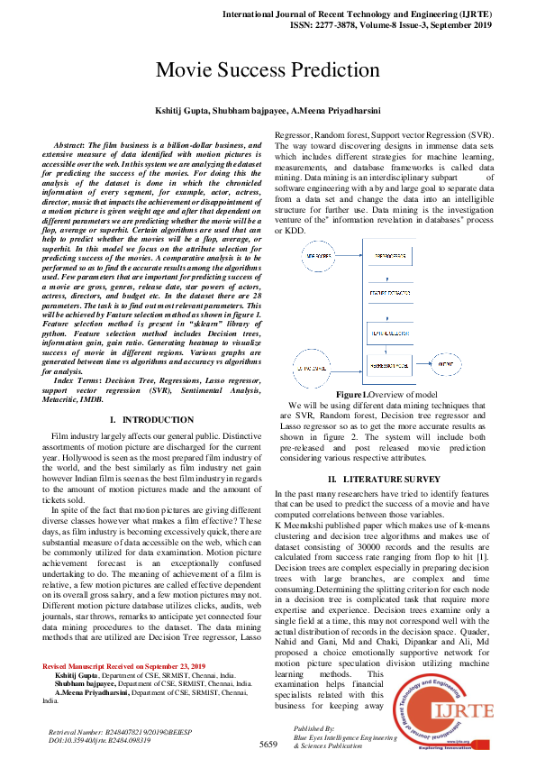 (PDF) Movie Success Prediction