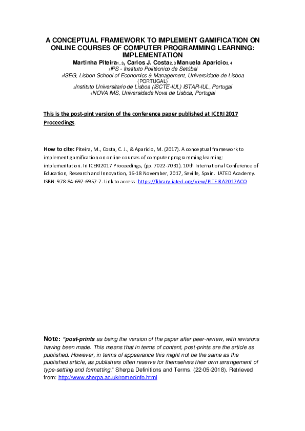 (PDF) A Conceptual Framework to Implement Gamification on Online Courses of Computer Programming ...