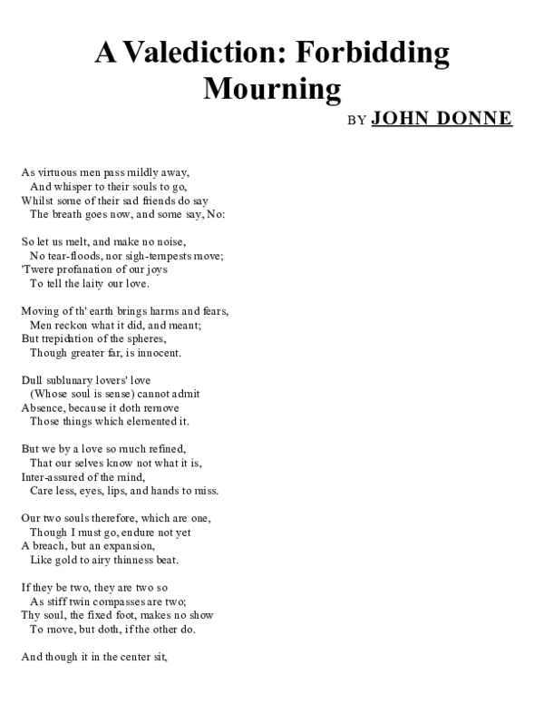 (DOC) A Valediction Forbidden Mourning