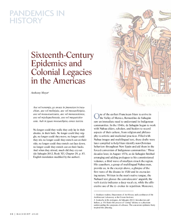 (PDF) Thinking with History: Sixteenth-Century Epidemics and Colonial ...