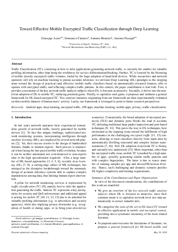 Pdf Toward Effective Mobile Encrypted Traffic Classification Through Deep Learning