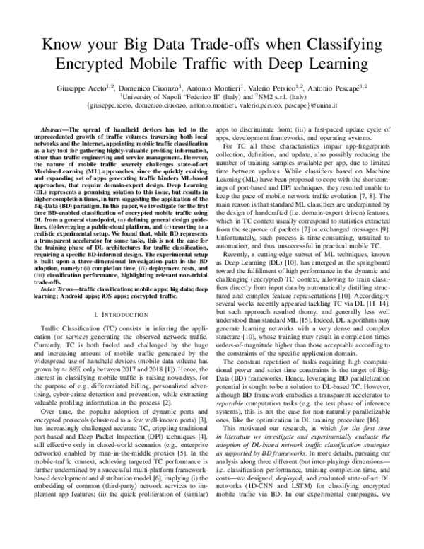 (PDF) Know your Big Data Trade-offs when Classifying Encrypted Mobile Traffic with Deep Learning
