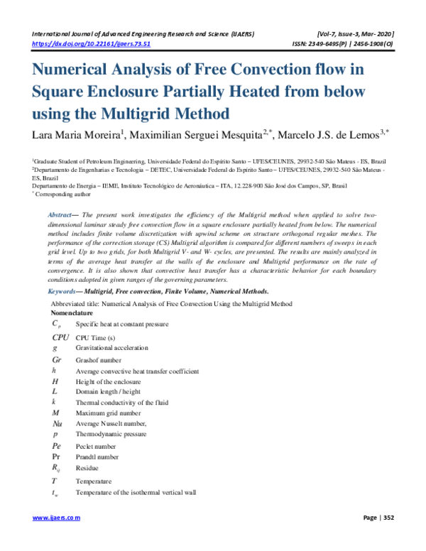 (PDF) Numerical Analysis of Free Convection flow in Square Enclosure Partially Heated from below ...