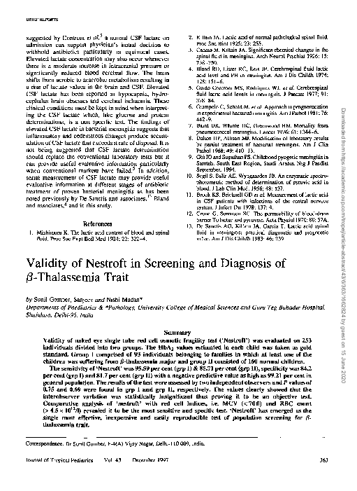 (PDF) Brief report. Validity of nestroft in screening and diagnosis of ...