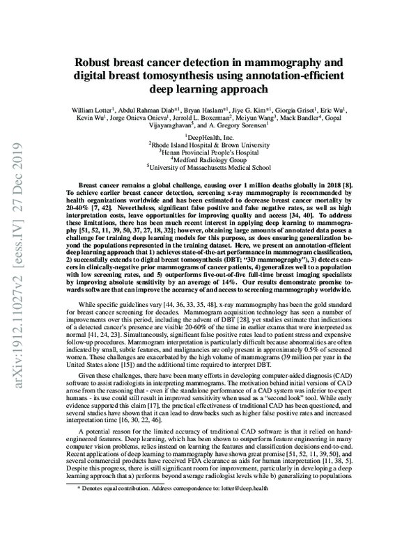 (PDF) Robust breast cancer detection in mammography and digital breast ...